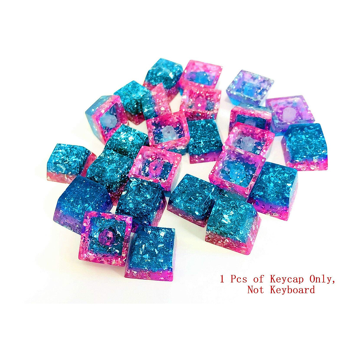 Handmade Resin R4 Keycap Jewelry Blue Pink 2.0 for Cherry MX RGB Gaming Mechanical Keyboard