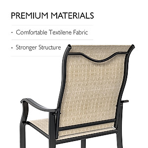 UDPATIO Patio Dining Chairs Set of 4, Outdoor Textilene Dining Chairs with High Back, Patio Furniture Chairs with Armrest, Metal Frame for Lawn Garden Backyard Deck, Brown