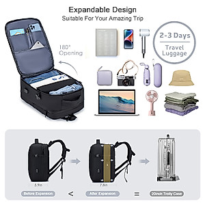 COSCOOA Expandable Travel Backpack for Men Women 15.7x7.8x9.8 Inch 20L Small Flight Approved Carry On Backpack 15.6 Inch Laptop College Daypack Weekender Bag