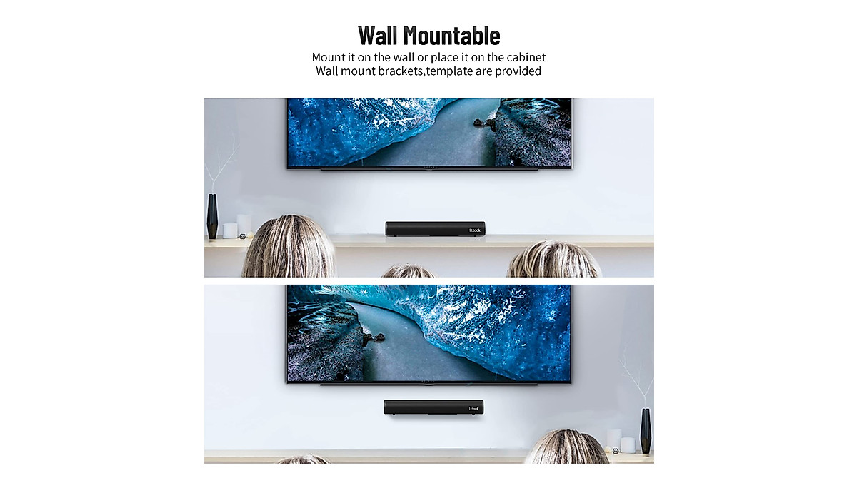 littoak Small Sound Bar - Powerful Sound with Bluetooth 5.0