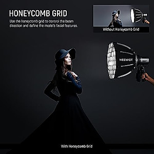 NEEWER 17.7"/45cm Octagonal Softbox Bowens Mount, Quick Folding Quick Set Up with Diffusers/Honeycomb Grid/Bag for Q4 RGB CB60 MS60B MS60C MS150B Compatible with Godox Aputure Video Studio Light, NS1P