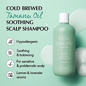 RATED GREEN REAL TAMANU Soothing Shampoo | Scalp Relief & Nourishing for Troubled, Itchy & Dry Scalp | Organic Cold Pressed Tamanu Oil Shampoo (13.52 Fl Oz)