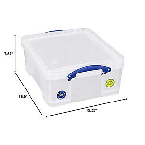 Really Useful Storage Box Plastic Lightweight Robust Stackable 18 Litre W390Xd480Xh200Mm Clear - Ref 18C