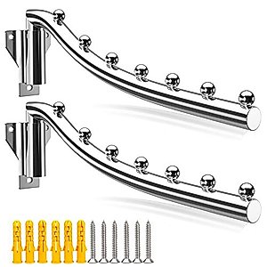 Folding Clothing Rack Wall Mount, Retractable Wall Hangers for Clothes, Space-Saving Stainless Steel Outdoor Indoor Clothing Hanging Rod Heavy Duty Drying Clothes Racks Hotel Garment Coat Hooks, 2 PCS