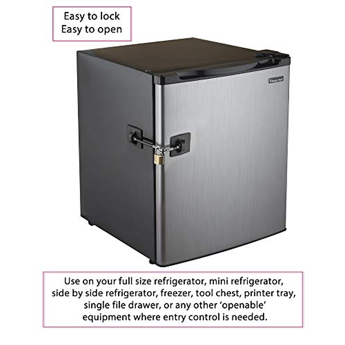 Computer Security Products Refrigerator Door Lock With Padlock, Black