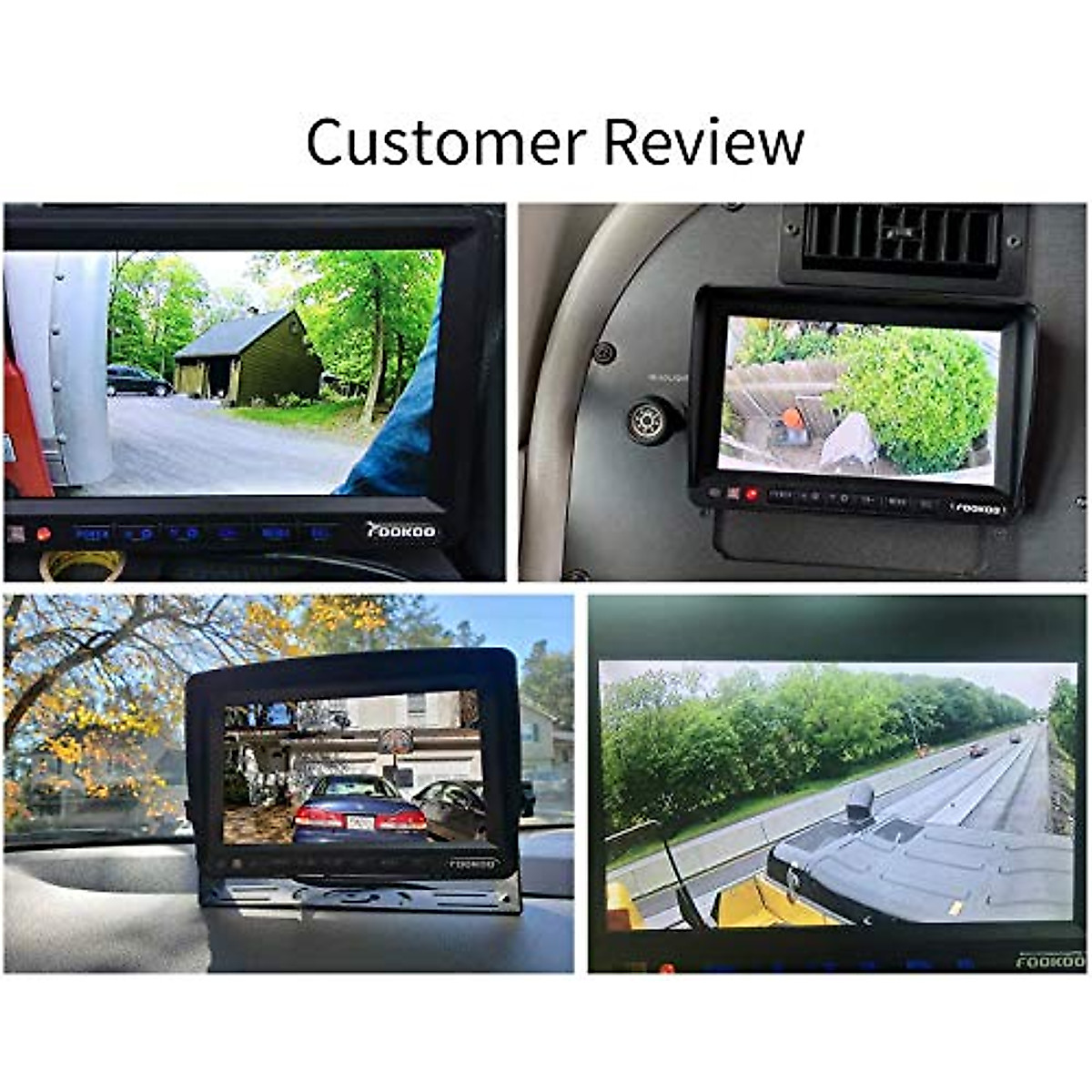 Fookoo Ⅱ 7" 1080P Wired Backup Camera System, 7-inch HD Dual Split Screen Monitor W/Recording IP69 Waterproof Front/Rear View Cameras Parking Lines for Truck/Trailer/RV (FHD2)