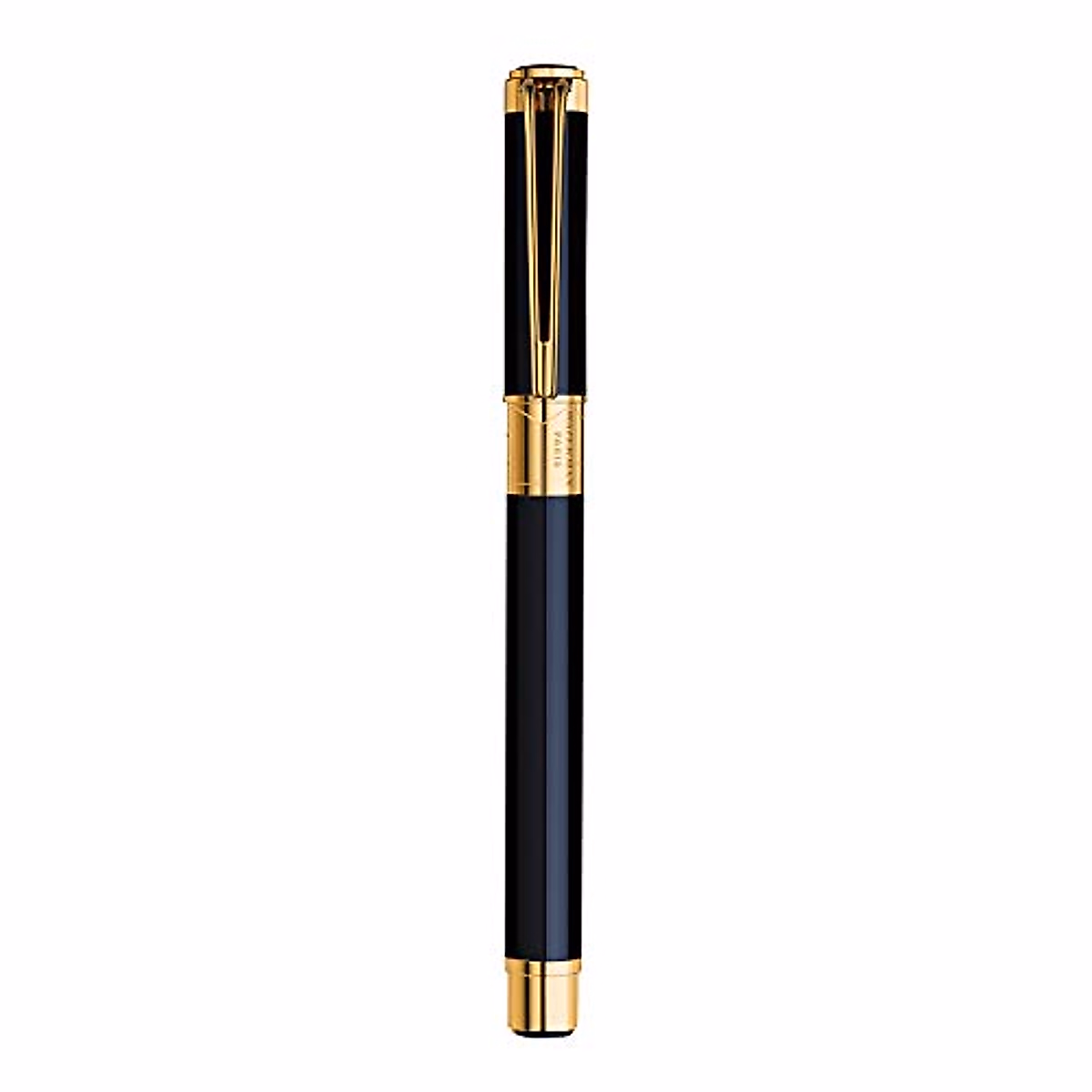 Waterman Perspective Fountain Pen, Gloss Black with 23k Gold Clip, Medium Nib with Blue Ink Cartridge, Gift Box