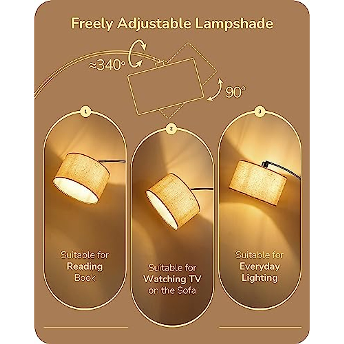 EDISHINE Arc Floor Lamp with Remote Control, Modern Floor Lamp with 5 Color Temperature & Dimmable Bulb, Metal Standing Lamps with Hanging Shade for Living Room, Bedroom, Office, Black