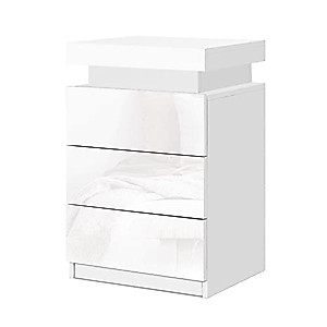 HIGOH Bedside Table LED Bedside Table Bedside Table Drawer Bedside Table Modern Bedside Lamp with Frame