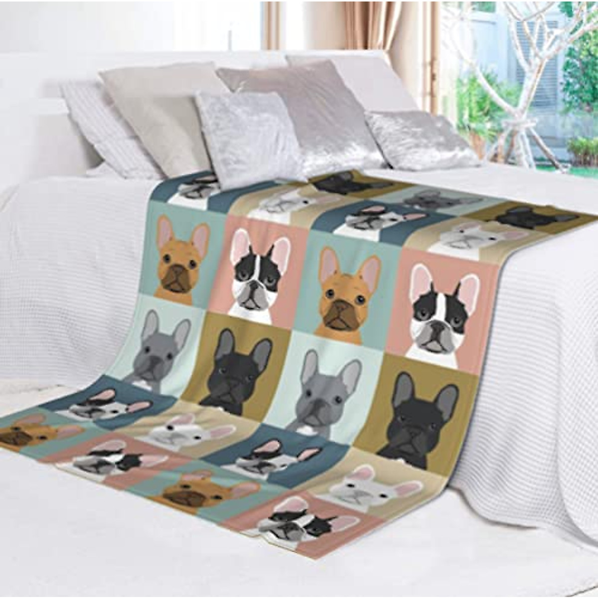 XTGOO Cute French Bulldog Dog Ultra-Soft Fleece Blanket Flannel Velvet Plush Throw Blanket,60x50in