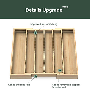 WELL WENG Larger Expandable Bamboo Organizer Holder for Counter Drawer Insert - Compatible with Nespresso Vertuo Capsules - Tea Bags Storage (Natural)