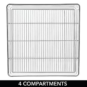 mDesign Large Plastic Food Packet Organizer Bin Caddy - 4 Divided Sections - Storage Station for Kitchen, Pantry, Cabinet, Countertop - Holder for Seasoning Pouches, Soups, Spices, Snacks - Clear