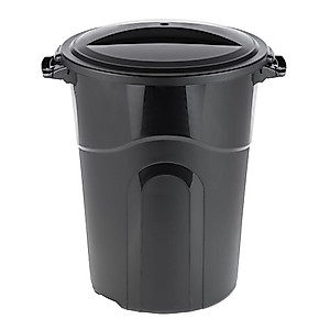 BCWYO 32 Gallon Heavy Duty Plastic Garbage Can, Included Lid, Indoor/Outdoor, Black