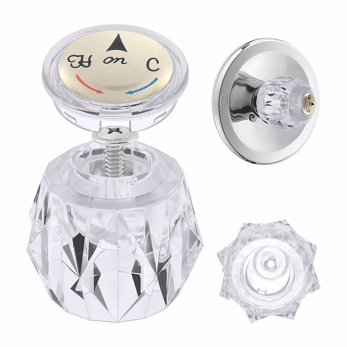 Shower Knob Replacement Compatible with Del-ta Faucet RP2391, 2-1/2" x 2-1/8" Shower Faucet Handle Replacement with Offset Hole(COLOR:clear)