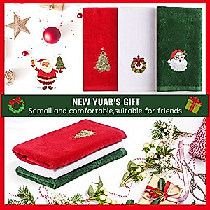Set of 6 Mix 12 x 18 Inches Christmas Bath Towels Embroidery Hand Towels Christmas Towels Bathroom Dish Towels Soft Kitchen Wash Cloths Towels for Bathroom Kitchen Towels Gift