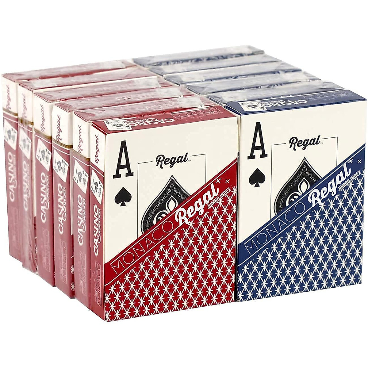 Regal Games Jumbo Playing Cards Set for Adults & Professionals - 6 Red & 6 Blue Large Print Deck of Cards - Blackjack, Euchre, Canasta, Poker Cards - Fun & Travel Playing Cards (12 Pack)