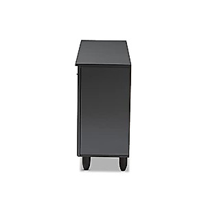 Baxton Studio Winda 3-Door Shoe Storage Cabinet, Dark Gray (152-9167-Hit)