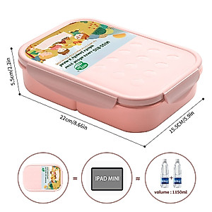 MISS BIG Bento Box, Bento Lunch Box,Ideal Leak Proof Bento Boxes for kids,Mom’s Choice Kids Lunch Box, No BPAs and No Chemical Dyes,Microwave and Dishwasher Safe(Light Pink&Purple)