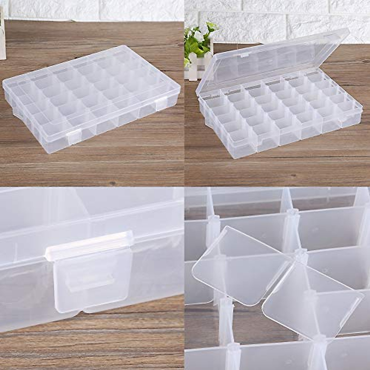 Asixx Storage Boxs, 36 Slots Plastic Organizer Container Storage Box or Adjustable Storage Box/ Case Container Home Organizer for Earrings,Ornaments and Small Items