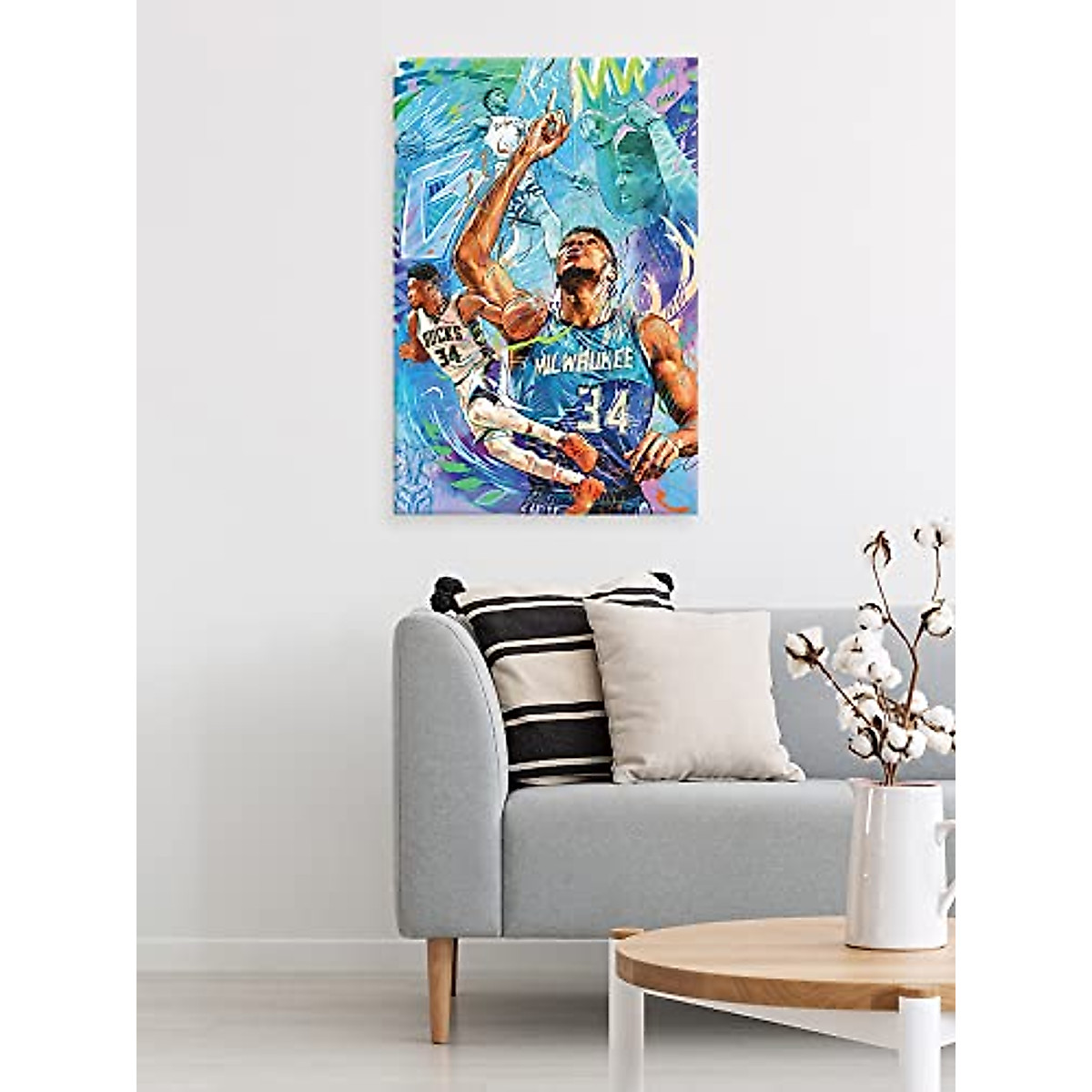 Giannis Antetokounmpo Poster Basketball Superstar Letter Bro Posters Wall Art Basketball Poster Canvas Print Home Living Room Bedroom Kids Room Decor Gift for basketball fans 16x24inch-Unframed