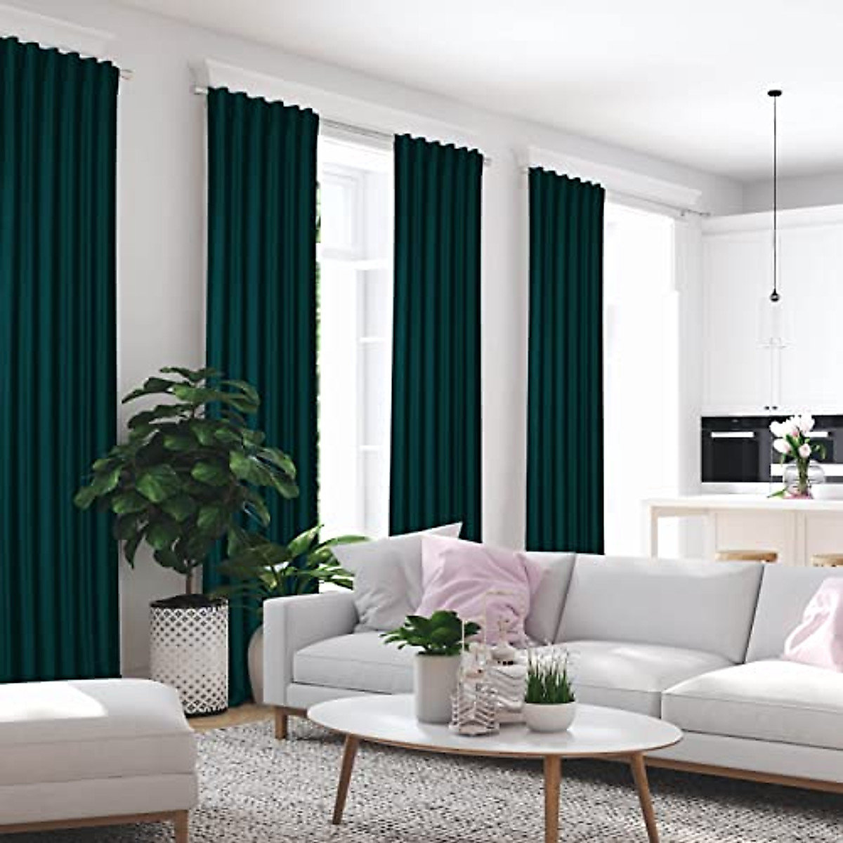 Tribeca Living Luxury Velvet Room Darkening Window Curtains - 50 x 96-Inch, Emerald Green, 2 Panels (Rod Pocket/Back Tab), (VELSOCUR96EG)