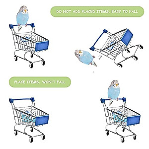 Himmbods Parrot Toys 4PCS, Bird Toy Mini Shopping Cart - Training Rings and Ball - Parrot Playing Chewing Standing Training Toys for Budgie Parakeet Cockatiel Bird Toy Part (Color Random)