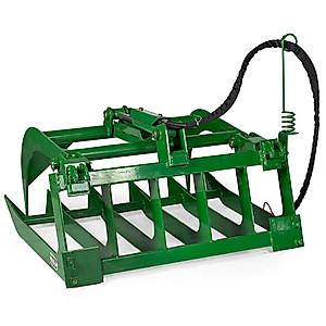 Titan Attachments 48in Economy Grapple Bucket Attachment Fits John Deere Tractors, 3/8in Thick Steel Frame, Hook and Pin Mounting System