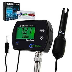 2-in-1 Combo pH & Temperature Meter Water Quality Tester Replaceable BNC pH Electrode for Aquariums Hydroponics Tanks Aquaculture Laboratory