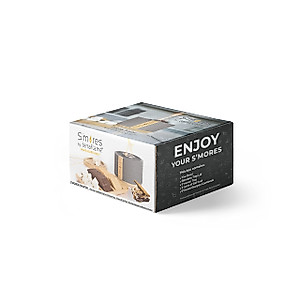 TerraFlame Portable Indoor and Outdoor Smoke Free Clean Burning Gel Fuel S'mores Roaster Tabletop Gift Set with Bamboo Tray - White