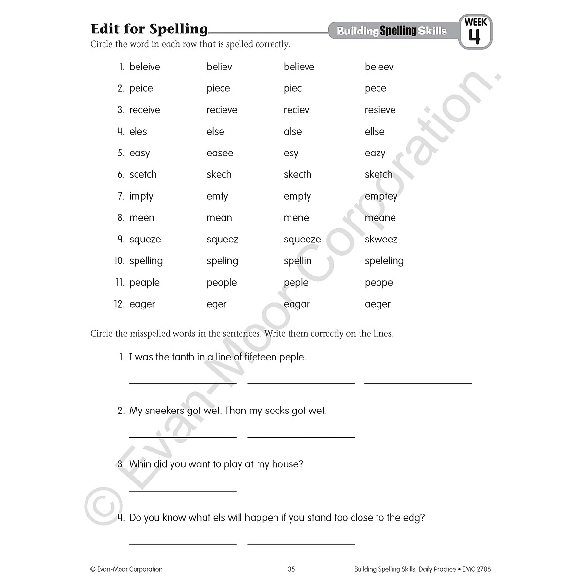 Evan-Moor Building Spelling Skills, Grade 4 - Homeschooling & Classroom Resource Workbook, Reproducible Worksheets, Teaching Edition, Spelling Strategies, Reading and Writing Skills