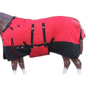 Red 78 in HILASON 600D Winter Waterproof Poly Horse Blanket Belly Wrap Red | Horse Sheet | Horse Turnout Sheet | Horse Sheets for Winter | Waterproof Turnout Sheets for Horses