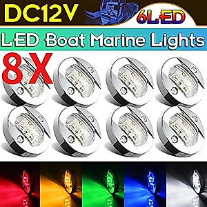 ikasus Round Trailer LED Marker Clearance Tail Lights,12V/24V Waterproof Led Trailer Light,Green 6 LED Stop Turn Tail License Brake Running Light Lamp for Trailers Boat Trailer Truck Marine Camper RV