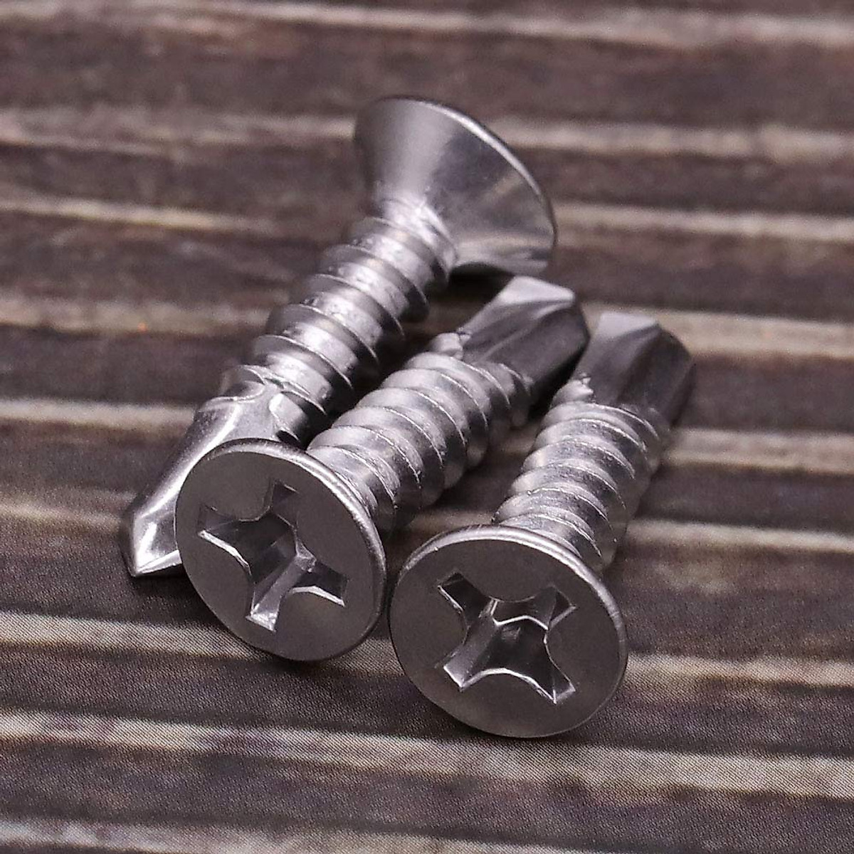 #6 x 1/2" Flat Phillips Drive Head Self Drilling Screws for Metal, 410 Stainless Steel Sheet Metal Tek Screws, Countersunk Head, Quick Self Tappers for Indoor Outdoor, 100 pcs