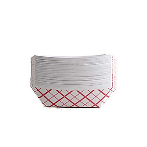 800ct Disposable Paper Food Tray (1/2 LB) - Red Check Food Tray, USA Made, Recyclable, Biodegradable, Compostable, Great for Picnics, Carnivals, Party, Camping, BBQ, Restaurants, Fries (0.5lb)