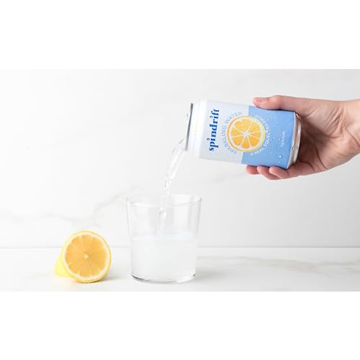 Spindrift Sparkling Water, Lemon Flavored, Made with Real Squeezed Fruit, 12 Fl Oz Cans, Pack of 24 (Only 3 Calories per Can)