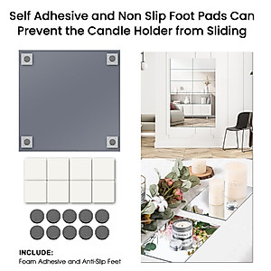 JAMBALAY 12" Square Mirror Centerpieces for Table, Set of 12 Glass Mirror Table Centerpieces, Square Mirror Candle Plates, Glass Tray, Glass Mirror Centerpieces for Wedding and Party