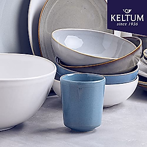 Keltum Smokey Blue Glazed Stoneware 8.5 oz. Mugs, Set of 2