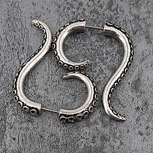 OUFER 2PCS 18G Stainless Steel Octopus Earrings Fake Spiral Tapers Fake Gauges Faux Plug Taper