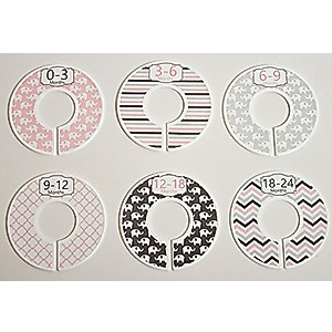 C97 Baby Closety Dividers Girl Pink Nursery Clothes Hanger Size Dividers Organizer Elephant Gray Set of 6