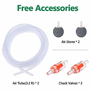 hygger Aquarium Air Pump Kit Powerful Airflow Adjustable Quiet Fish Tank Aerator Dual Outlet Oxygen Pump with Accessories Kit for Up to 300 Gallon Fish Tank, Aquarium, Hydroponics, Pond