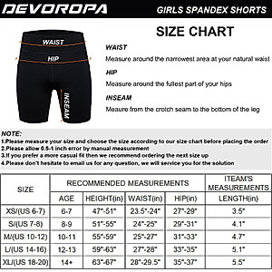 DEVOROPA Girls 5" Spandex Volleyball Shorts Stretch Youth Athletic Gymnastics Shorts Kid Yoga Dance Compression Shorts Pocket Black Medium