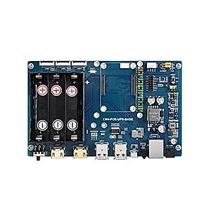 Waveshare PoE UPS Uninterruptible Power Supply Base Board for Raspberry Pi Compute Module 4 with Gigabit Ethernet/Dual HDMI/Quad USB2.0 etc.Interfaces