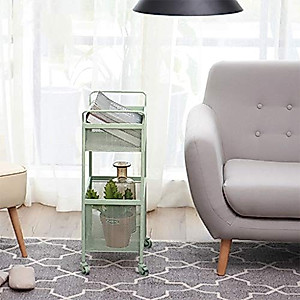 Magazine & Newspaper Baskets Magazine Rack Wrought Iron Rack Wheeled Living Room Book Storage Basket Bedroom Bedside Locker Living Room Storage Cart Floor-Standing Multi-Layer Storage Rack