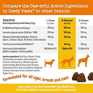 Zesty Paws Stay Green Bites for Dogs - Grass Burn Soft Chews for Lawn Spots Caused by Dog Urine - with Cranberry for Urinary Tract & Bladder - Beef - 90 Count