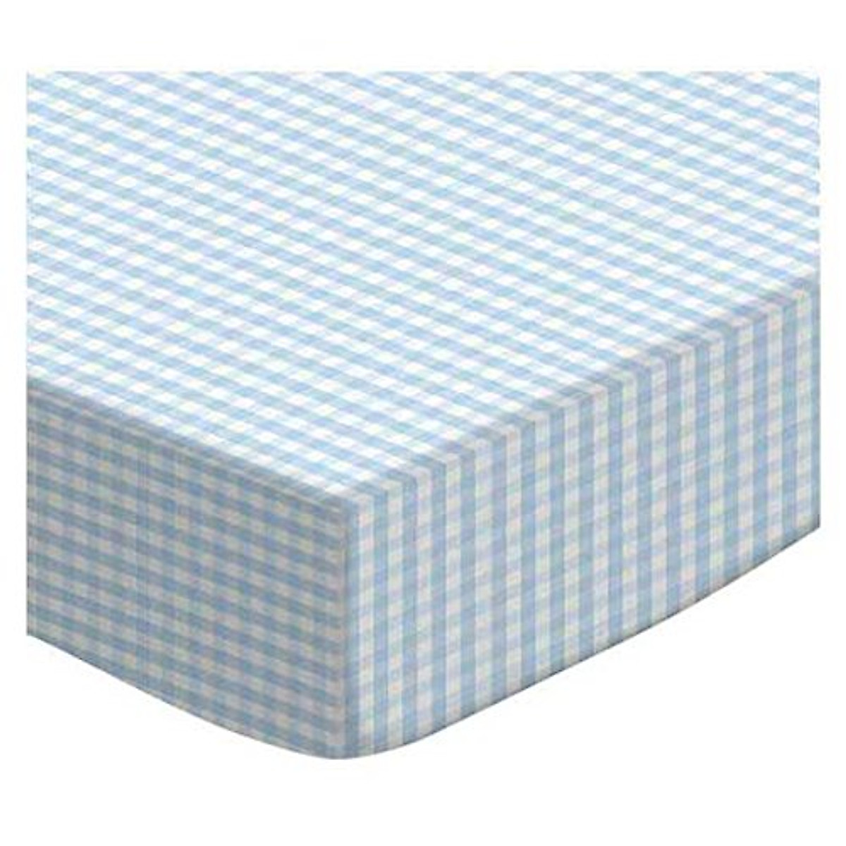 SheetWorld Baby Fitted Square Play Yard Sheet Compatible with Joovy 38 x 38 inches, 100% Cotton Jersey Hypoallergenic Sheet, Unisex Boy Girl, Blue Gingham, Made in USA