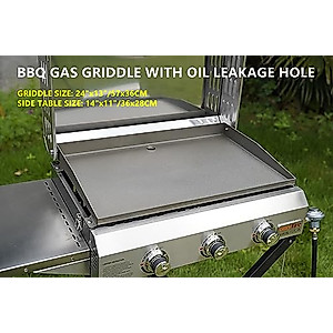 Onlyfire Portable BBQ Gas Griddle 3 Burners, Stainless Steel Flat Top Gas Grill Griddle Stove with Lid, Side Table, Foldable Cart & Wheels for Outdoor Kitchen, Patio Backyard and Camping