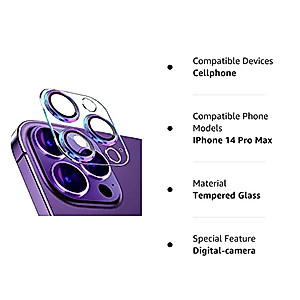 Actgan for iPhone 14 Pro and iPhone 14 Pro Max Camera Lens Protector Aluminum Alloy Plus Acrylic + 9H Tempered Glass Camera Screen Full Coverage Accessories Case Friendly Cover Colorful