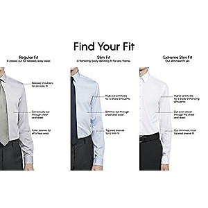 Calvin Klein Men's Regular Fit Non Iron Solid Shirt, White, 16.5" Neck 34"-35" Sleeve