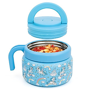 Morlike Hot Food Thermos Container for Kids Lunch Box, 8 oz Small Insulated Vacuum Stainless Steel Thermal Soup Containers with Leakproof Lid (Mint, Unicorn)