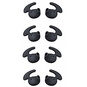 Replacement Eargel Tips for Samsung Galaxy S6 Edge S7 Edge Note 7 Earphones, BLUEWALL Samsung Galaxy S6 S7 Note 5 Ear Gels, Anti Slip Sport Hook Design, Black and White 4 Pairs (Black)